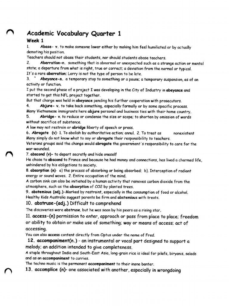 Academic Vocabulary | PDF