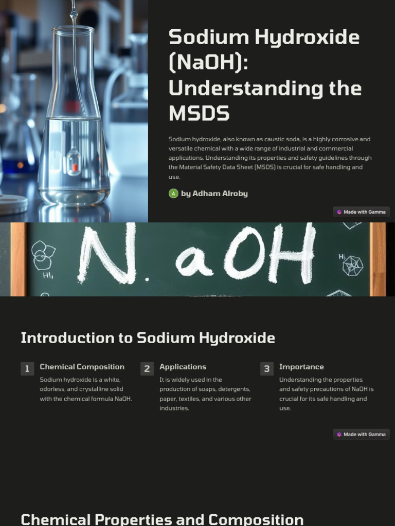 Sodium Hydroxide NaOH Understanding The MSDS | PDF | Sodium Hydroxide | Chemistry
