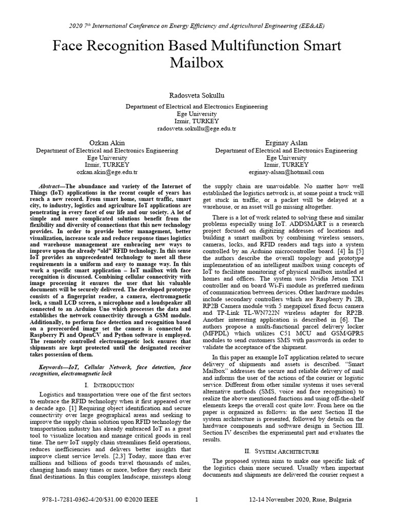 IoT Smart Mailbox with Face Recognition | PDF | Internet Of Things ...