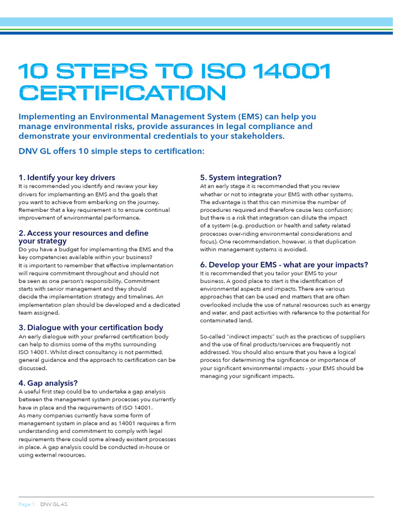 10 Steps to Iso 14001 Certification | PDF | Audit | Internal Audit