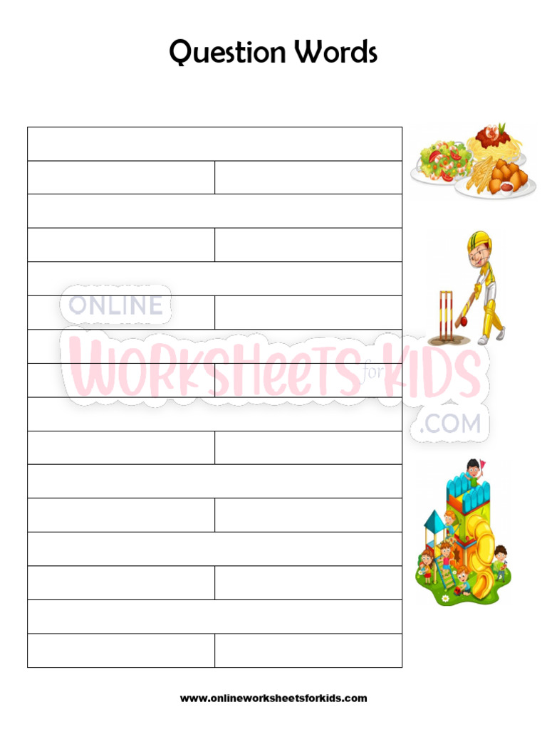 Question Word Worksheet For Grade 1-7 | PDF