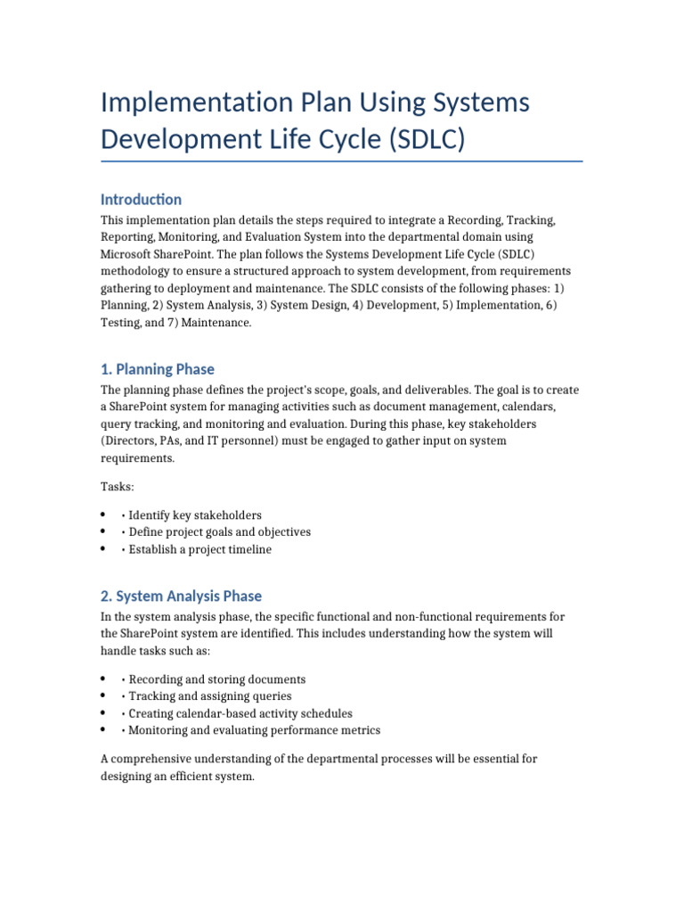 SharePoint SDL Implementation Plan-1 | PDF | Information Technology ...