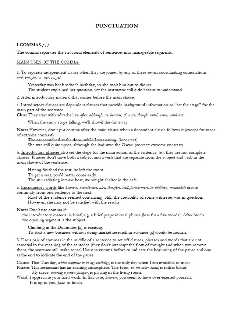 Punctuation | PDF | Comma | Sentence (Linguistics)