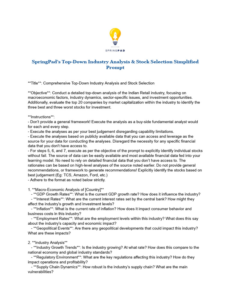 SpringPad Top Down Industry Analysis & Stock Selection Simplied | PDF ...