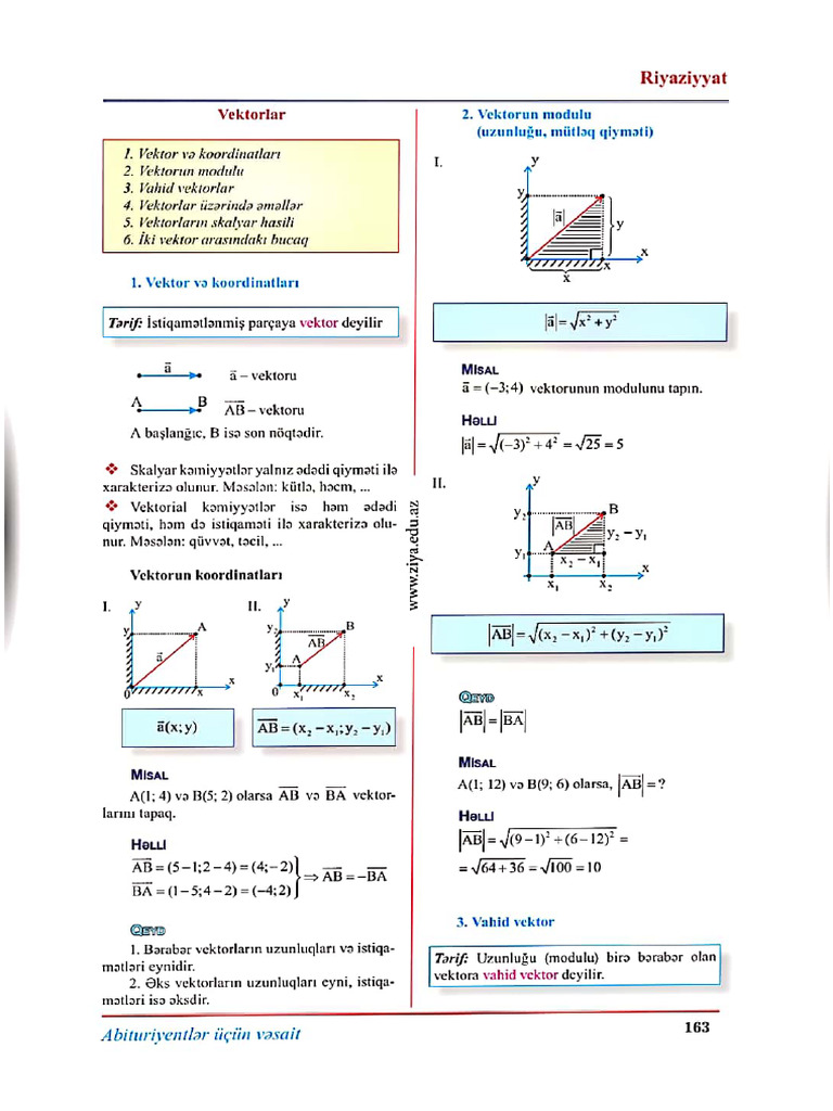 Vektorlar. Koordinatlar Metodu | PDF