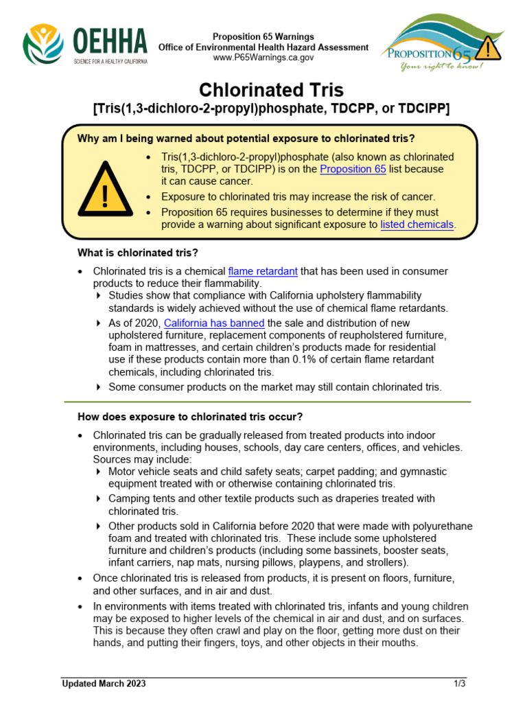Chlorinated Tris Fact Sheet | PDF | Safety