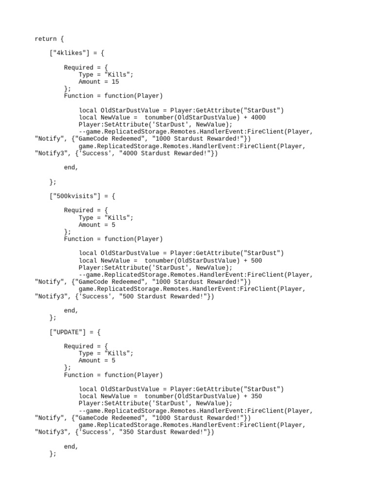Codigos Stardust | PDF
