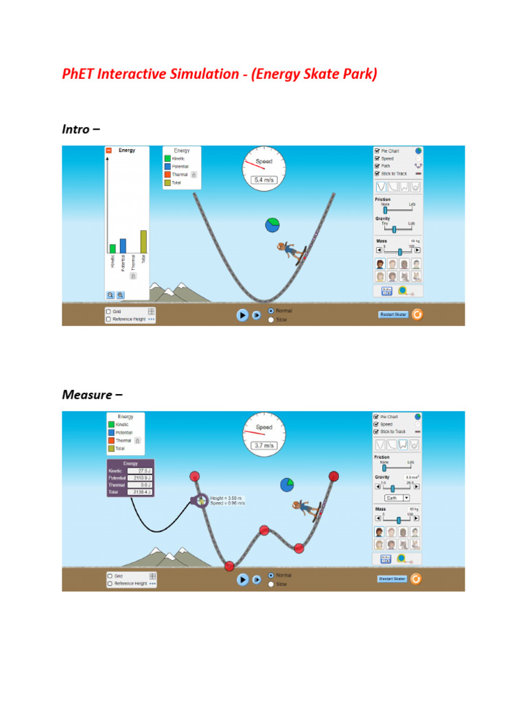 PhET - Energy Skate Park (Image Guide) | PDF
