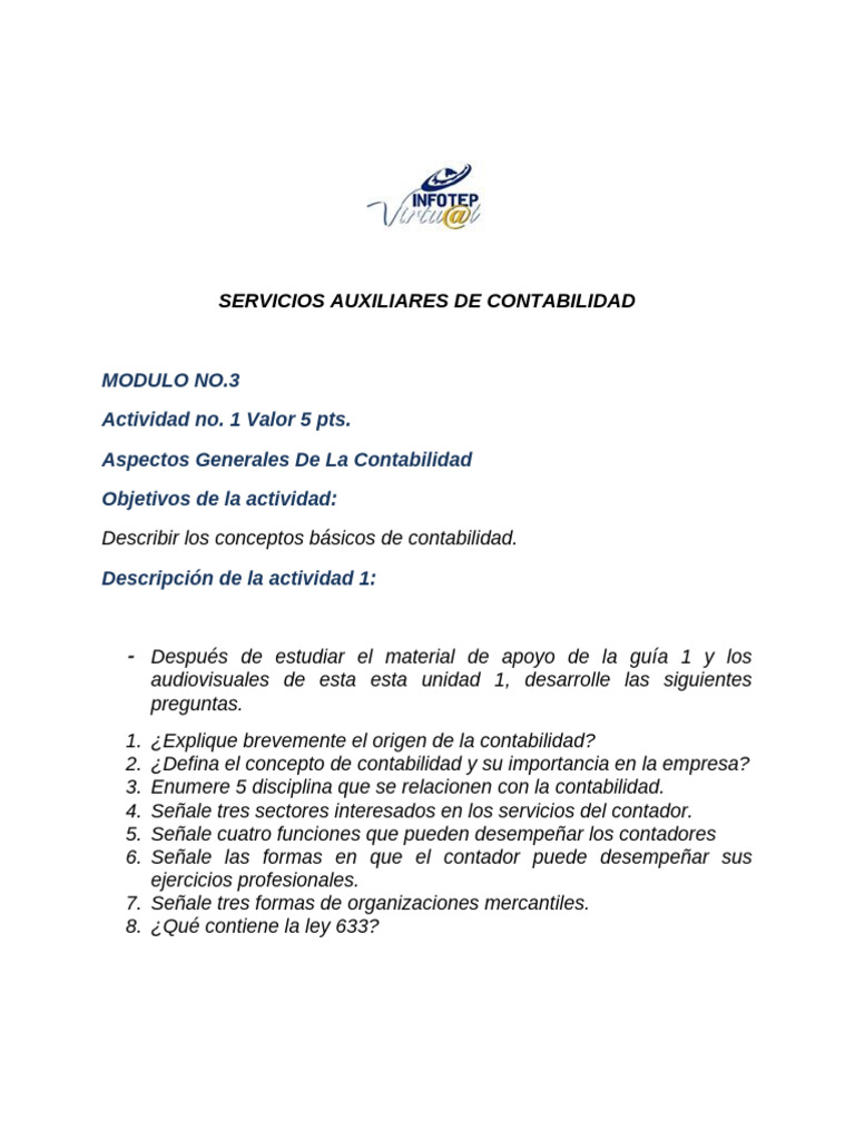ACTIVIDAD 1 Unidad 1 Modulo 3 | PDF | Contabilidad | Auditoría
