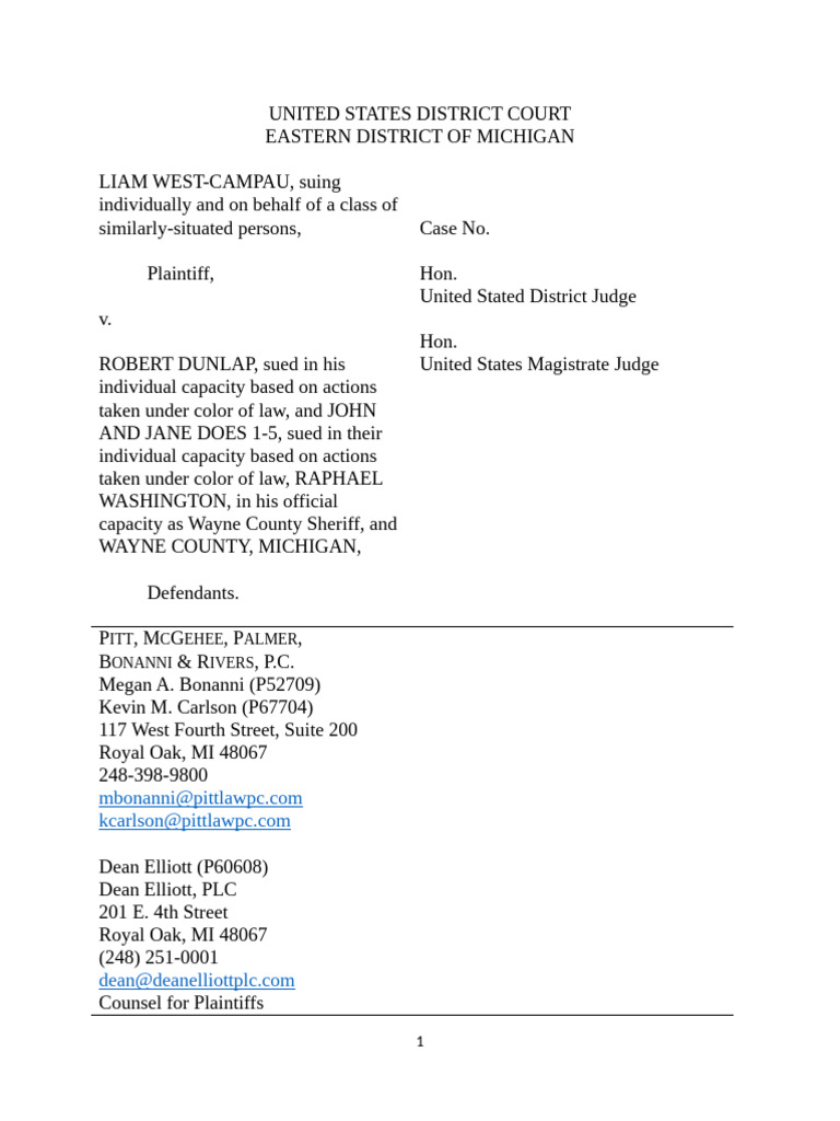 Final Liam West Campau V Dun | PDF | Class Action | Lawsuit