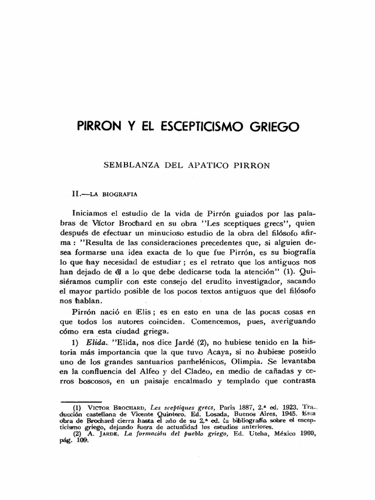 Pirron Y El Escepticismo Griego: L A Biografia | PDF | Escepticismo ...
