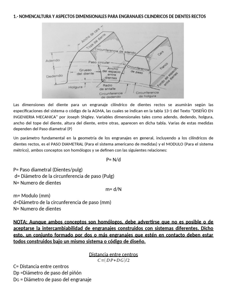 ENGRANAJES CILINDRICOS y CONICOS .NOMENCLATURA Y DIMENSIONES | PDF ...