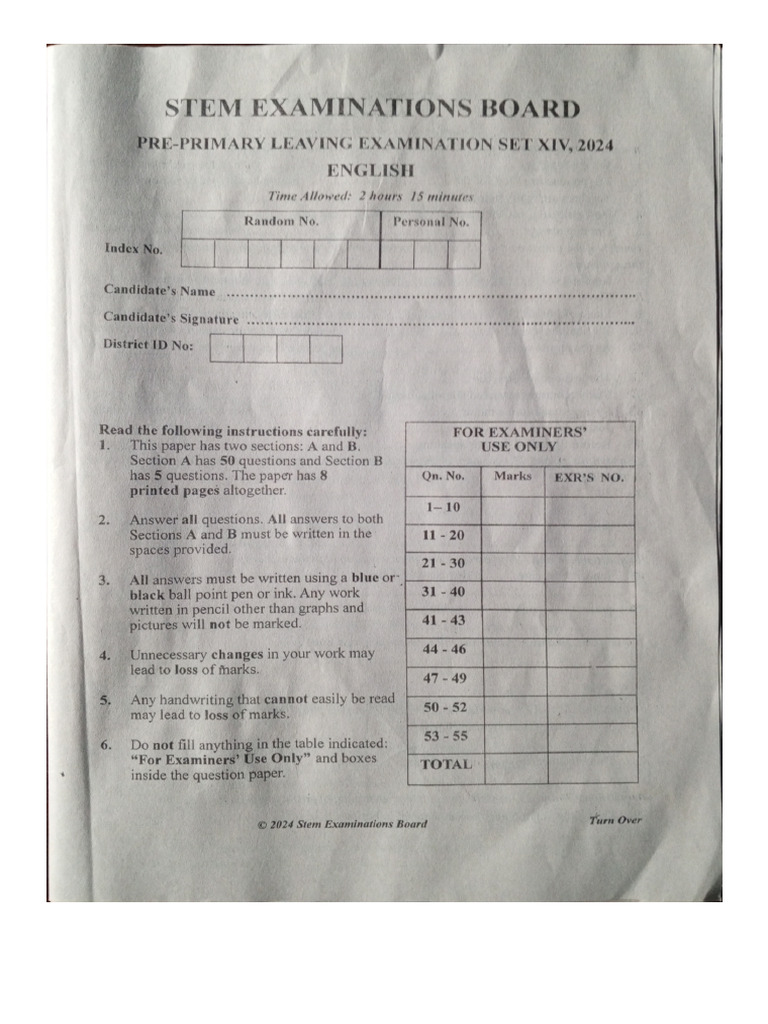 STEM ENGLISH SET XIV WITH MARKING GUIDE | PDF