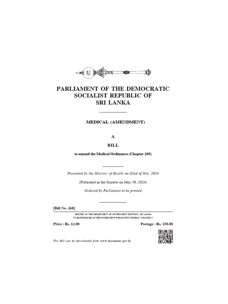 Medical Ordinance Amendment Bill 2024 | PDF | Bill (Law) | Justice