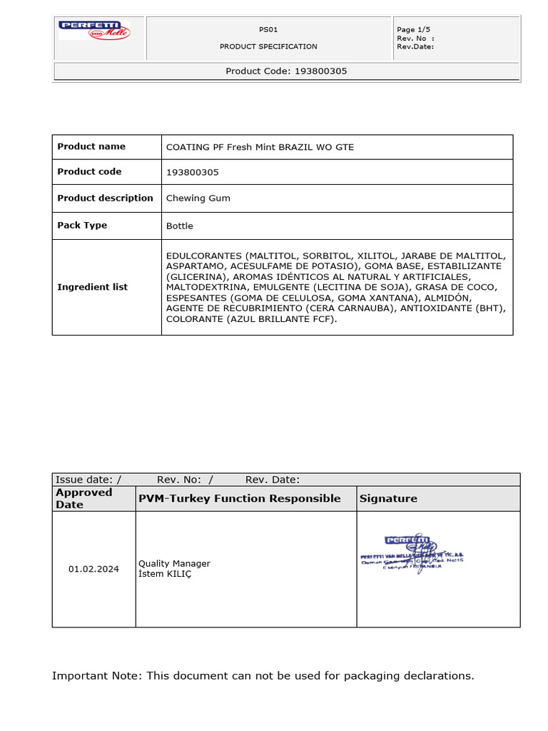 FT Mentos Gum Freshmint - Ecuador | PDF | Sugar Substitute | Carbohydrates