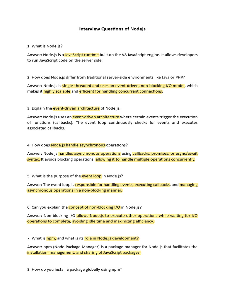 Interview Questions of Nodejs | PDF | Computer Science | Computer ... Interview Questions of Nodejs | PDF | Computer Science | Computer ...