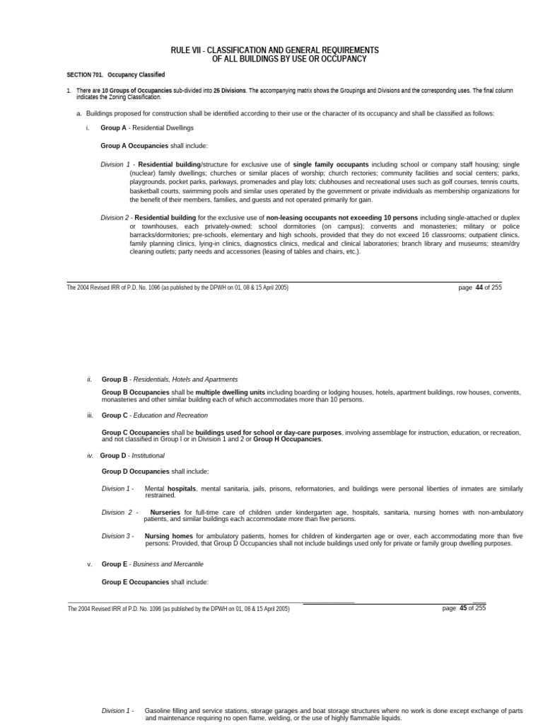 IRR Rule VII - Building Occupancy | PDF