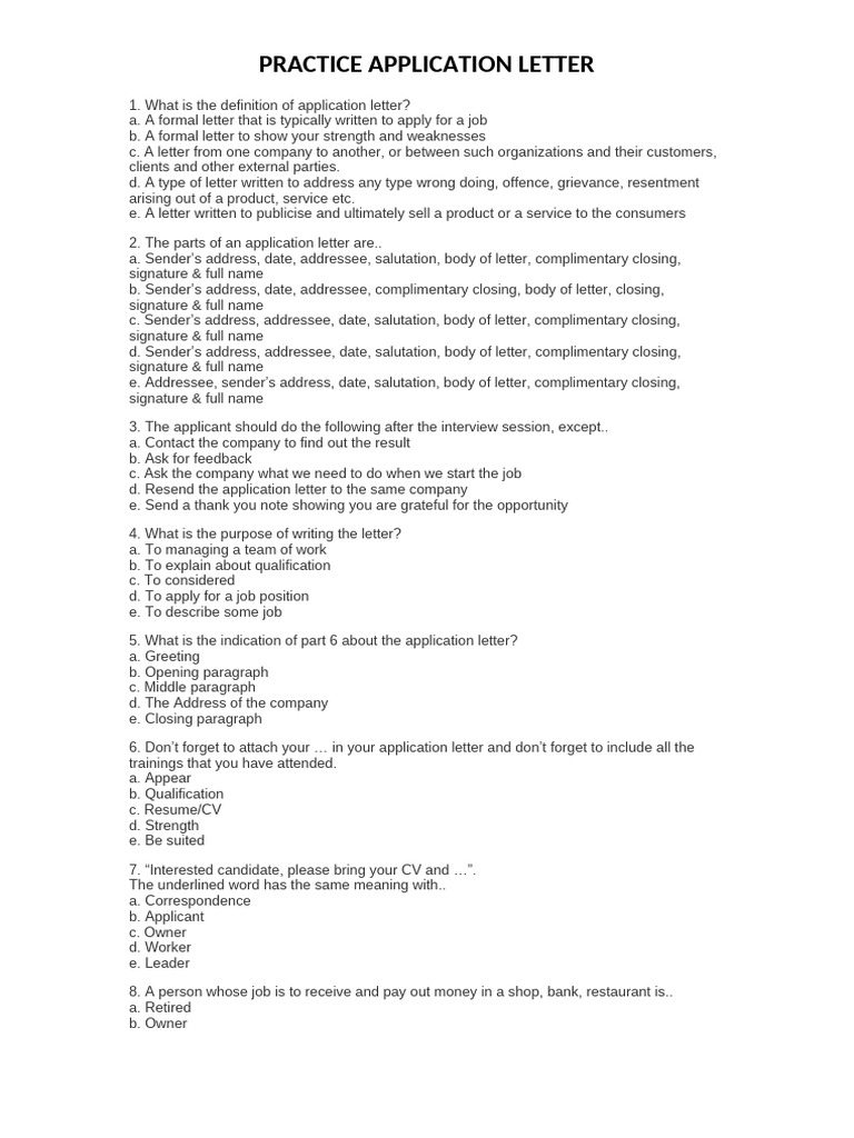 Practice Application Letter | PDF | Résumé
