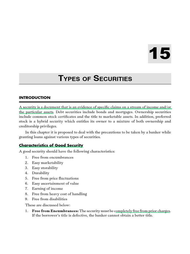 Chapter 15 Bank Securities and its types | PDF | Securities (Finance ...