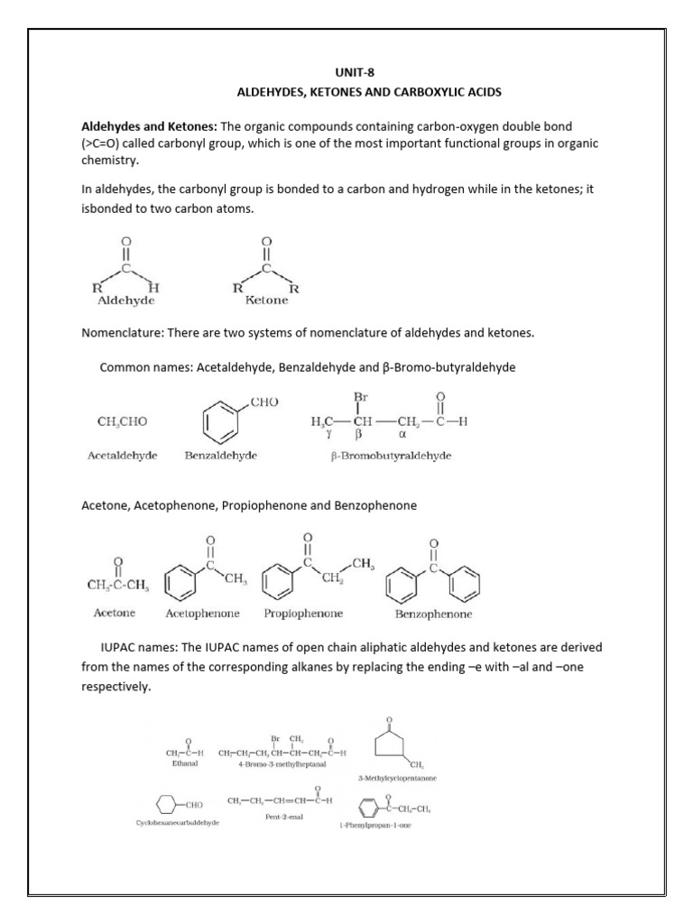 Aldehydes and Ketones - Notes-12 | PDF | Carboxylic Acid | Aldehyde