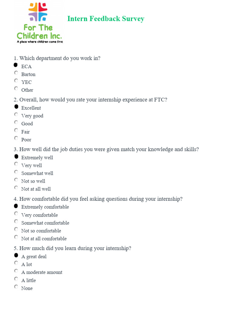 Intern Feedback Survey Template | PDF | Career & Growth