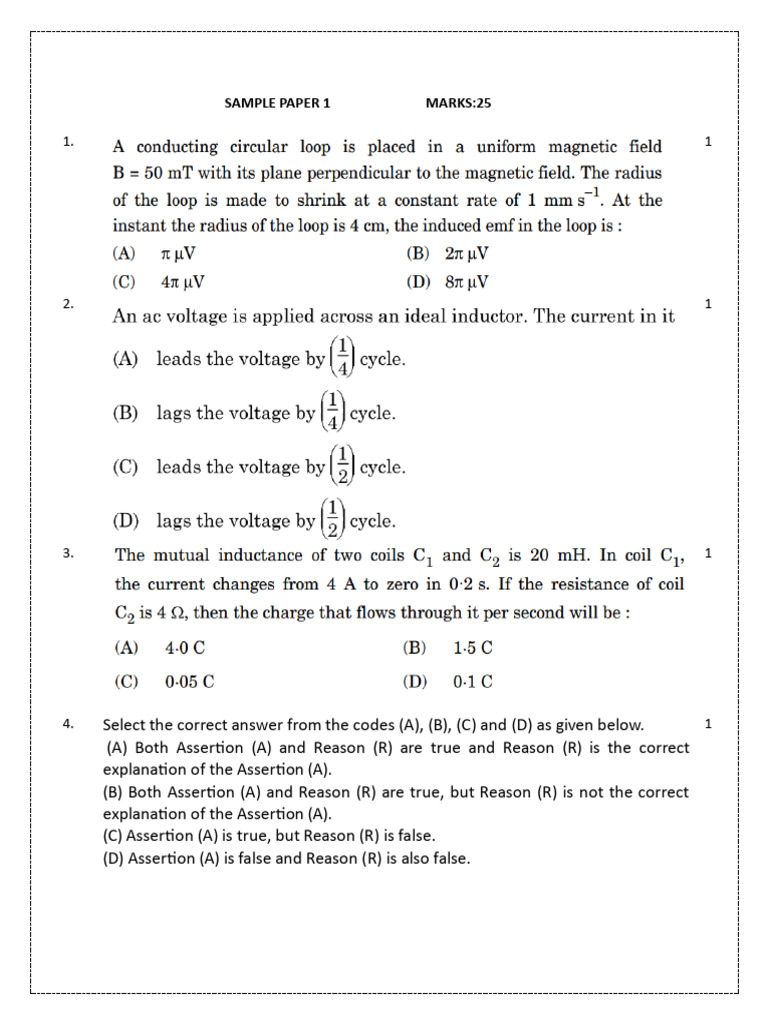 Sample Paper 1 W | PDF