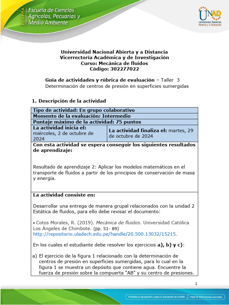 Guía de Actividades y Rúbrica de Evaluación - Taller 3 Determinación de ...