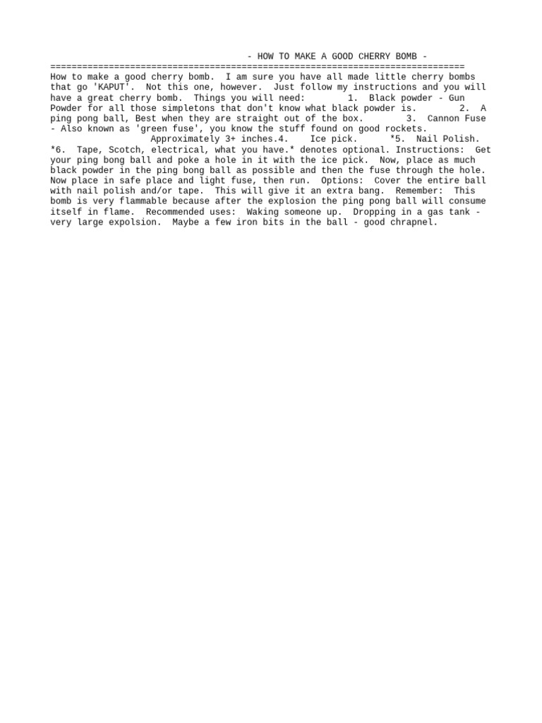 How To Make Cherry Bombs | PDF