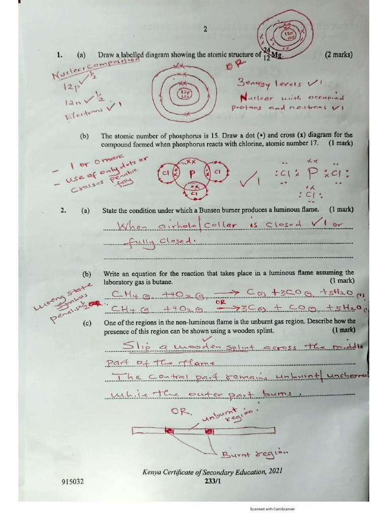 2021 Kcse Chem pp1 Ms | PDF