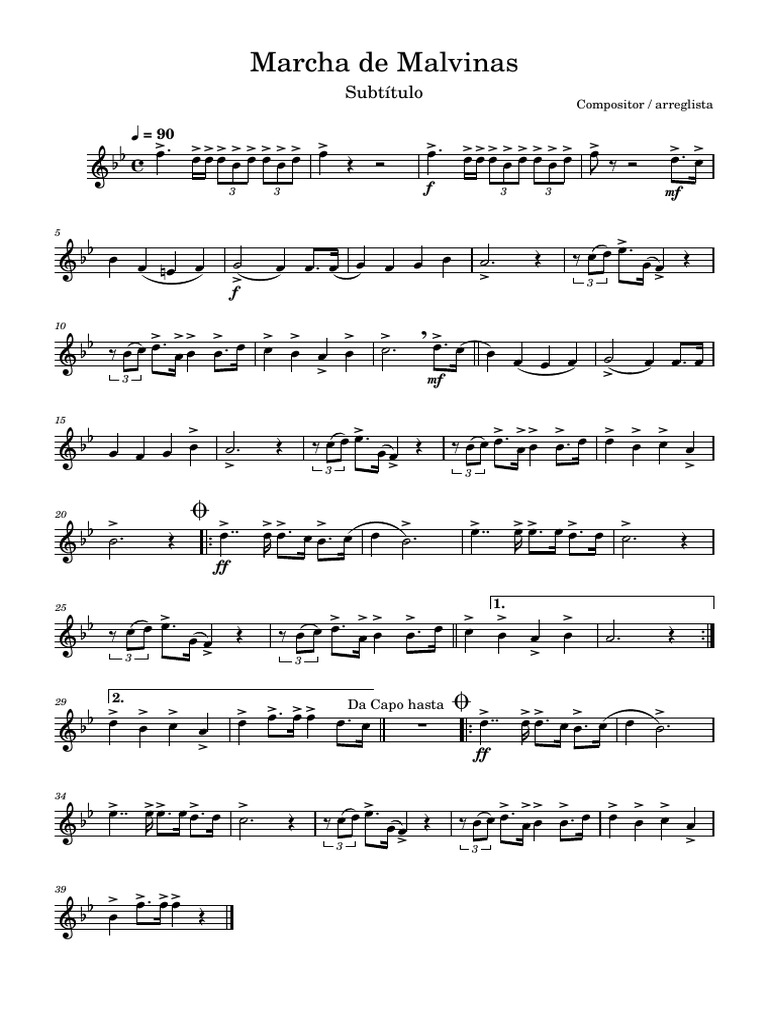 Marcha de Malvinas Saxo Soprano-Trompeta | PDF