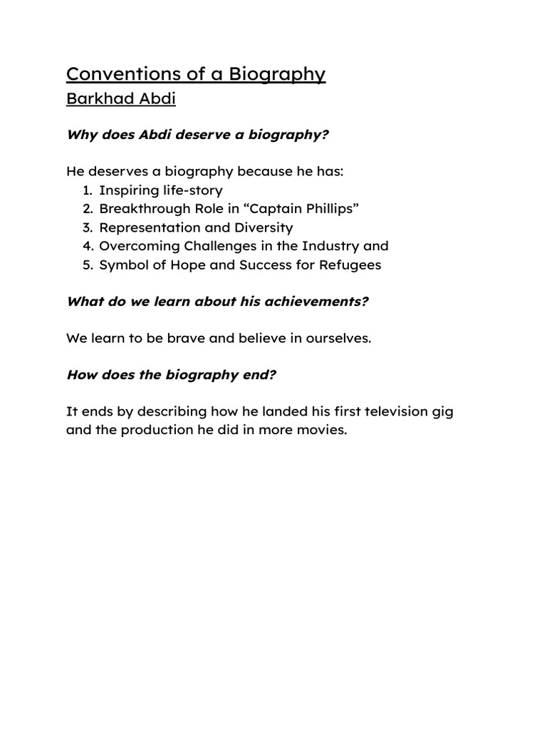 Conventions of a Biography | PDF