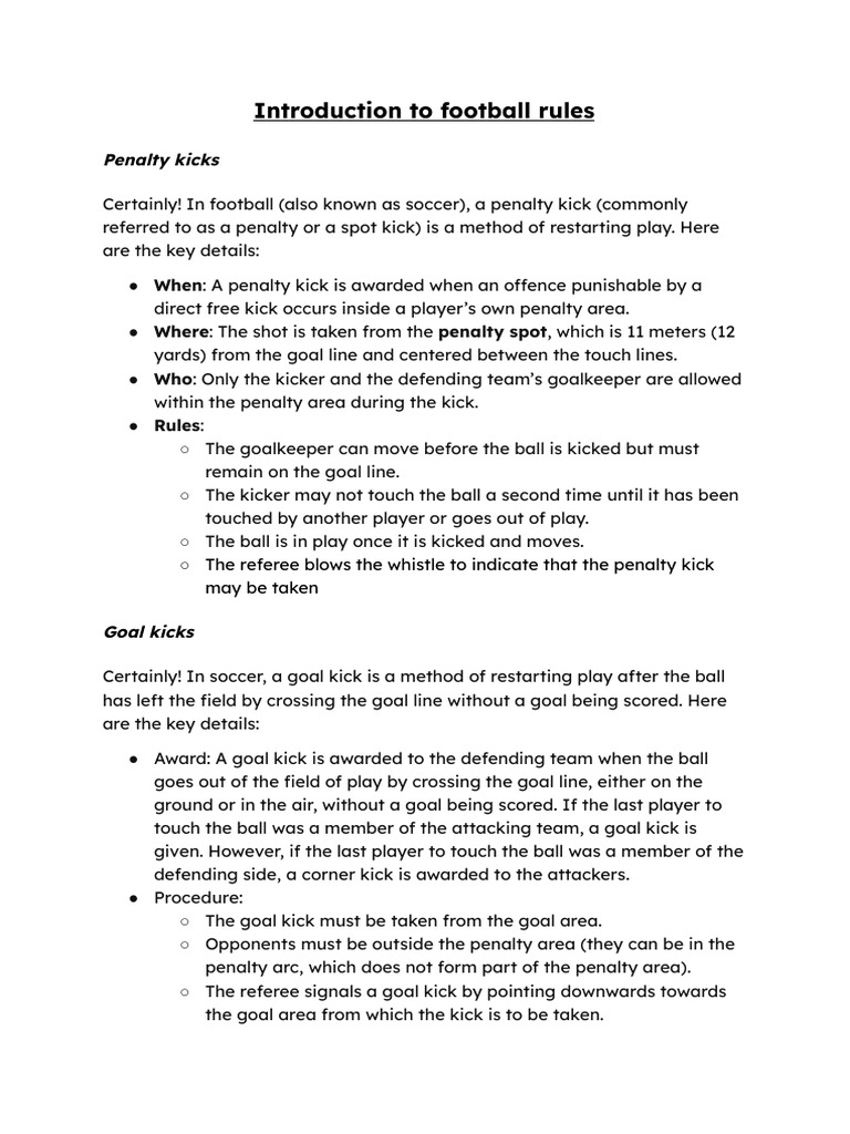 Introduction To Football Rules | PDF | Association Football | Sports ...