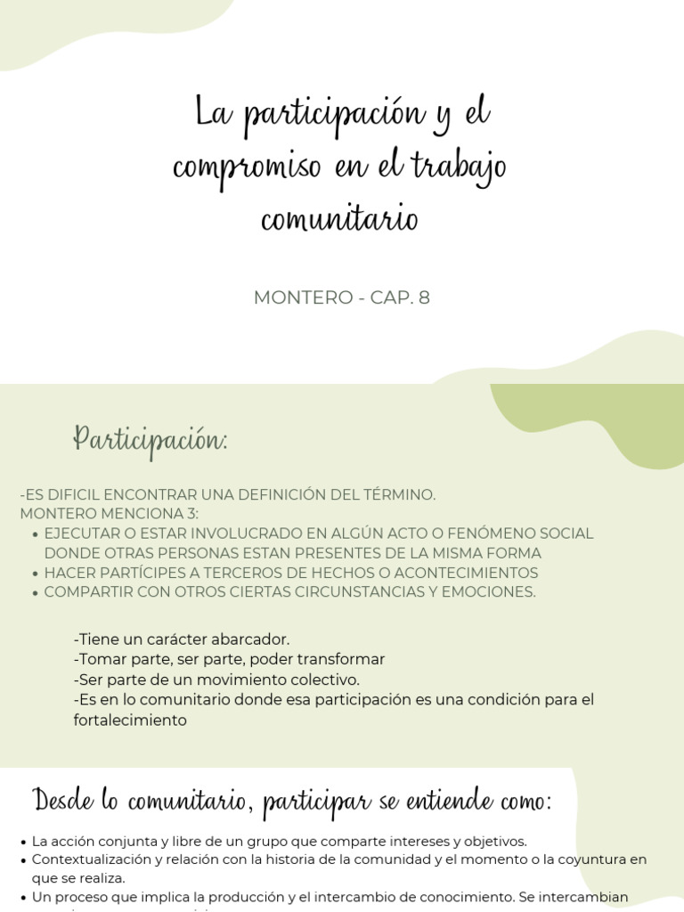 La participación y el compromiso en el trabajo comunitario | PDF ...
