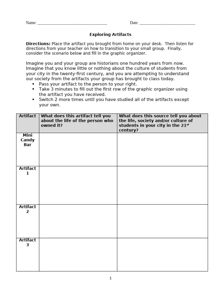 ACTV ExploringArtifacts-1 | PDF