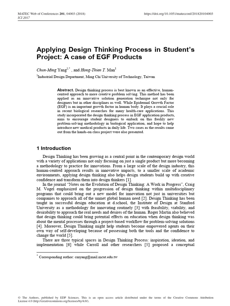 Applying Design Thinking Process in Students Proj | PDF | Design Thinking | Prototype