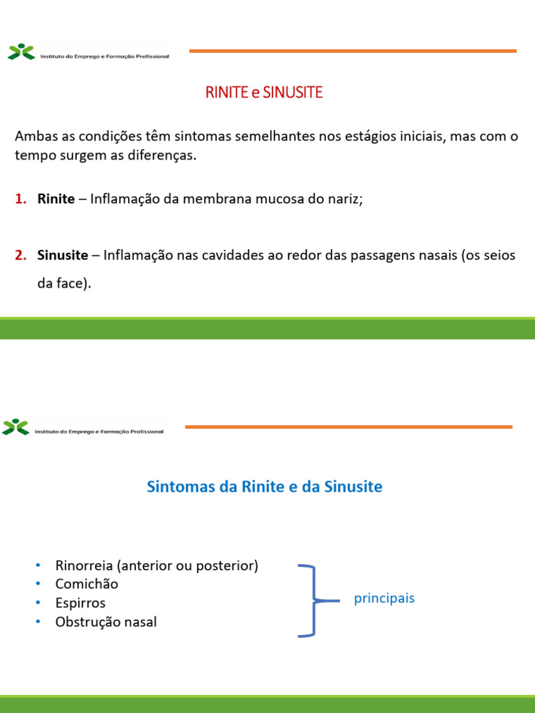 Rinite e Sinusite: Sintomas e Tratamentos | PDF | Resfriado | Asma