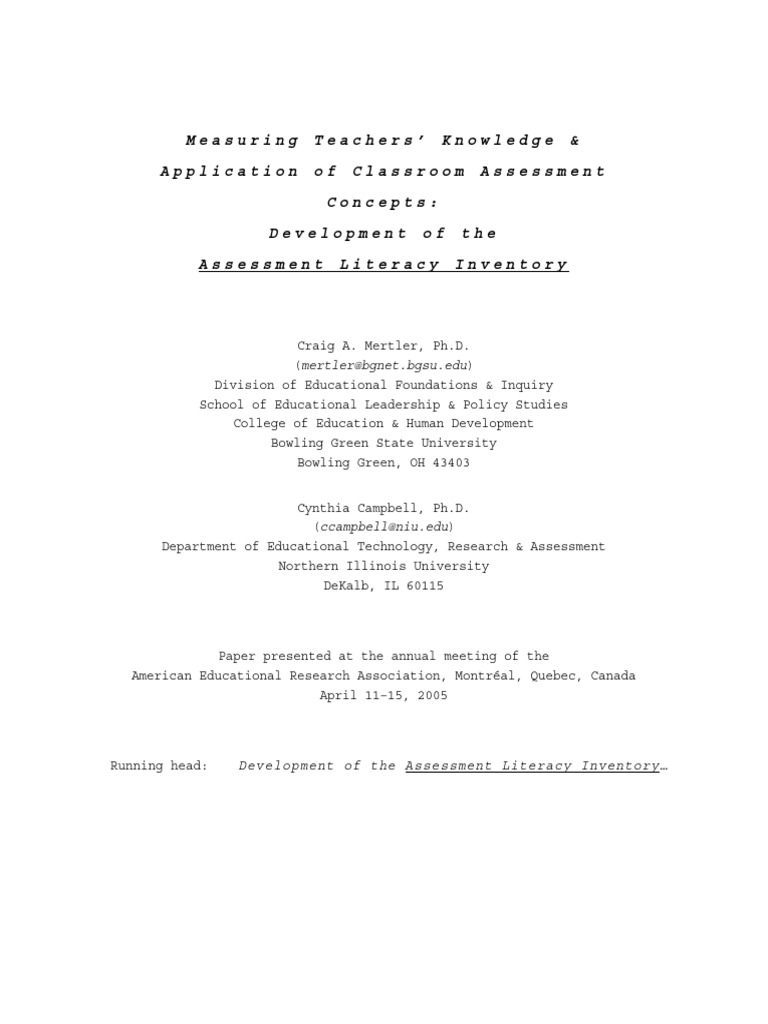 Measuring Teachers Knowledge and Applica | PDF | Educational Assessment ...