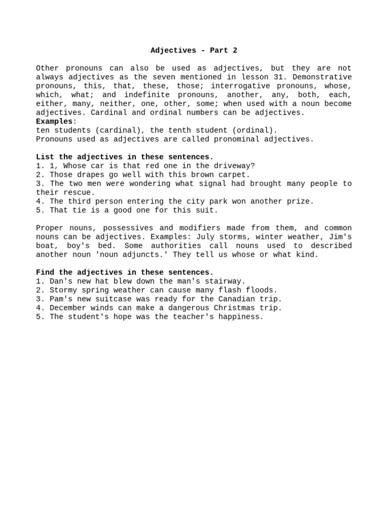 Adjectives - Part 2 | PDF