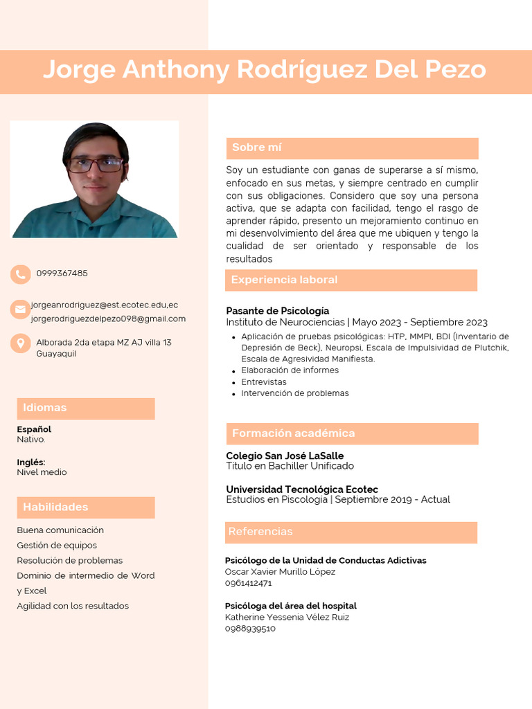 CV Jorge Anthony Rodríguez Del Pezo | PDF