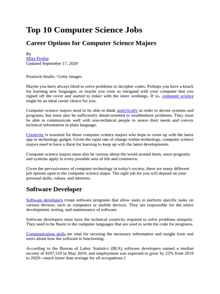 Top 10 Computer Science Jobs | PDF | World Wide Web | Internet & Web