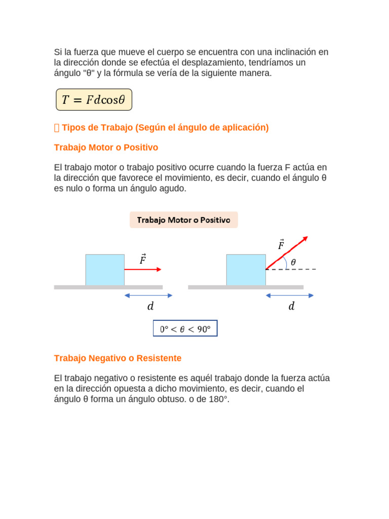 Tipos de Trabajo Mecánico en Física | PDF | Fuerza | Metrología