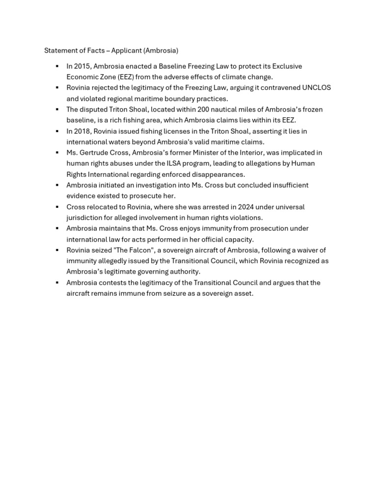 Statement of Facts - Applicant | PDF | Law