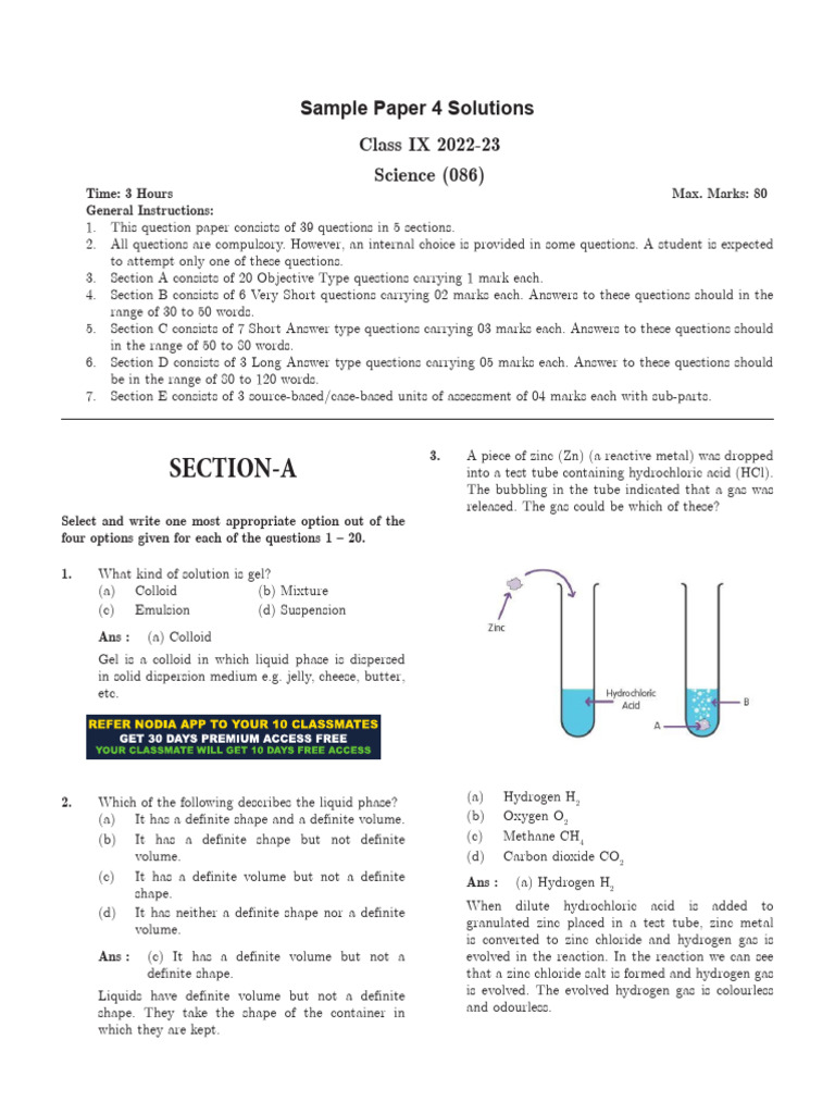 Grade 9 Sample 4 | PDF | Atoms | Electron
