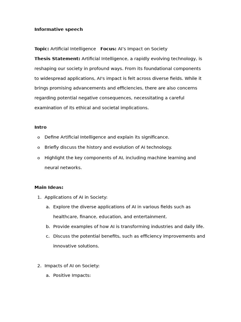 Informative Speech OUTLINE | PDF