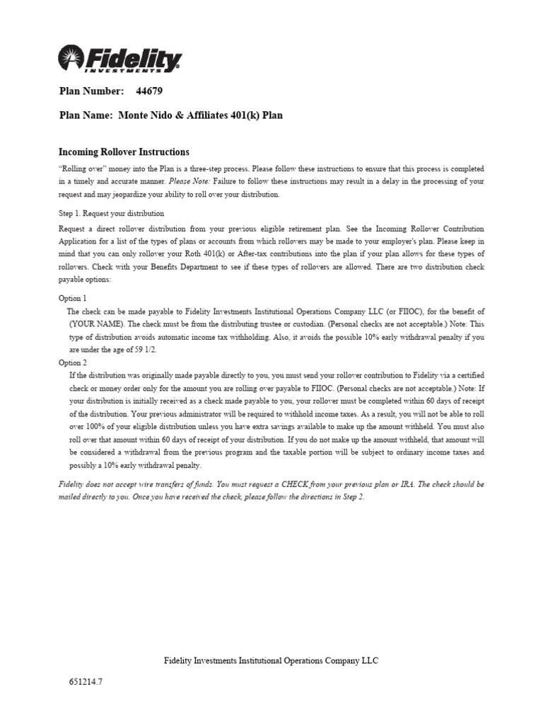 401 K Retirement Rollover Form | PDF | 401(K) | Individual Retirement ...