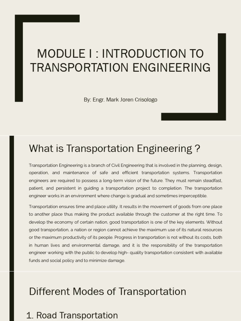 Introduction To Transportation Engineering | PDF | Transport | Spaceflight
