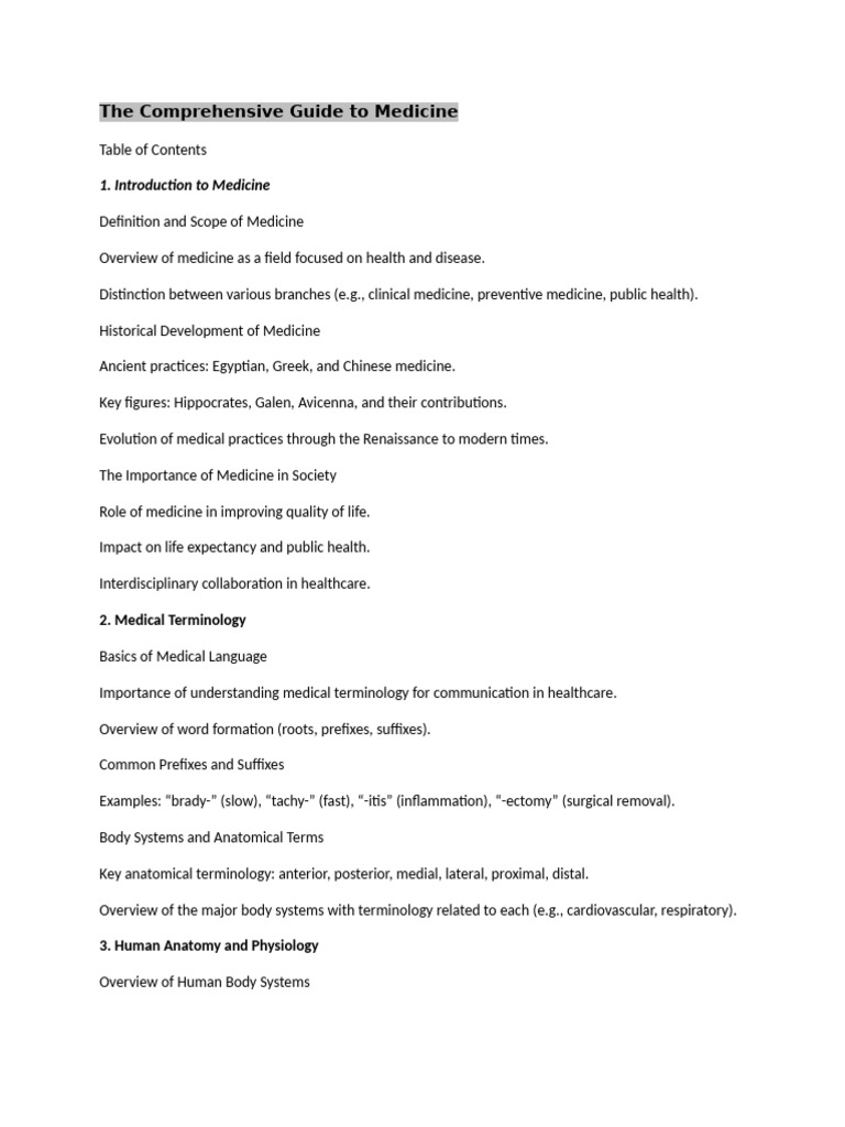 The Comprehensive Guide To Medicine | PDF | Human Body | Medicine