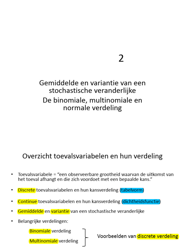 HC2 - Binomiale - Multinomiale - Normale Verdeling | PDF
