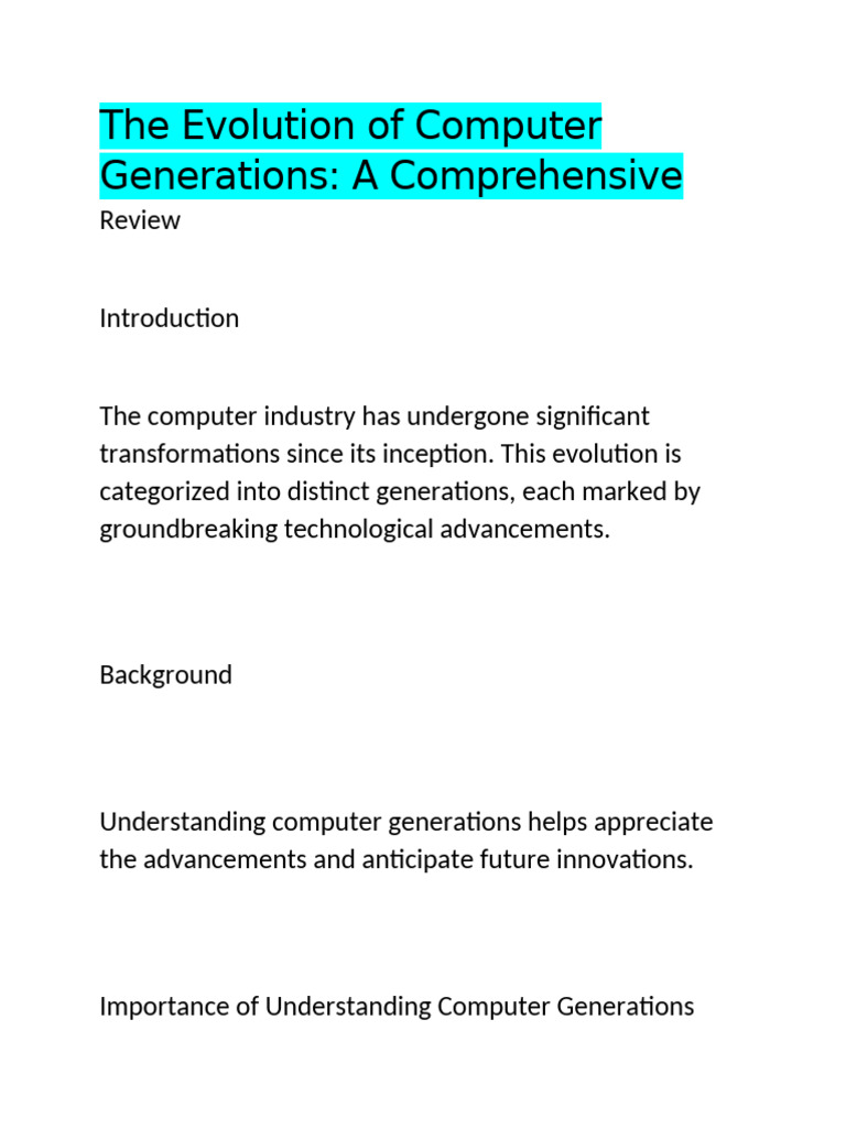 ASSIGNMENT 1 The Evolution of Computer Generations AND TYPES | PDF ...