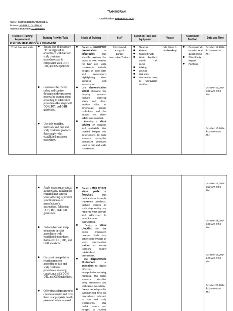 Training Plan | PDF | Shaving | Beard